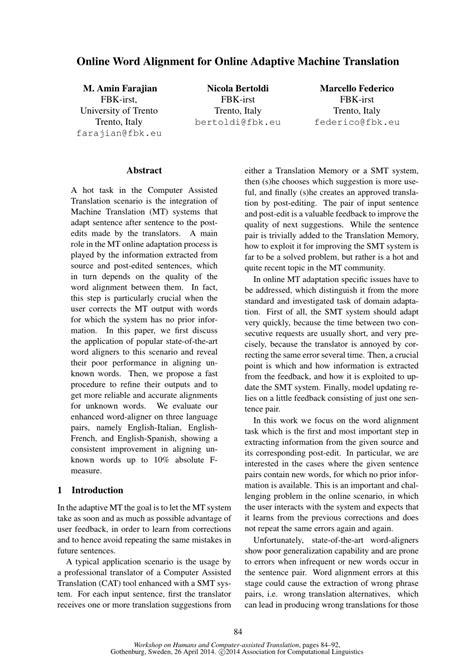 Pdf Online Word Alignment For Online Adaptive Machine Translation