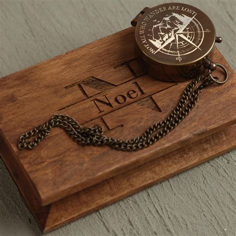 Engraved Compass Etsy
