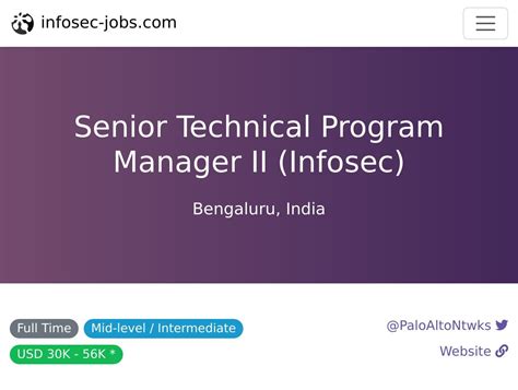 Hiring Senior Technical Program Manager Ii Infosec In Bengaluru