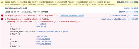Syntax Und ChunkLoadError Issue IoBroker IoBroker Admin GitHub