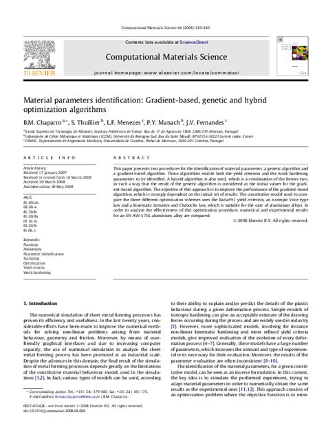 Pdf Material Parameters Identification Gradient Based Genetic And Hybrid Optimization Algorithms
