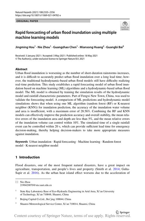 Rapid Forecasting Of Urban Flood Inundation Using Multiple Machine