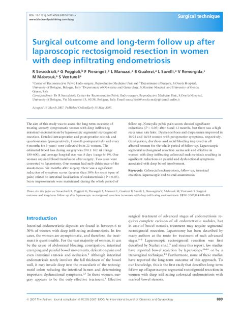 Pdf Surgical Outcome And Long Term Follow Up After Laparoscopic