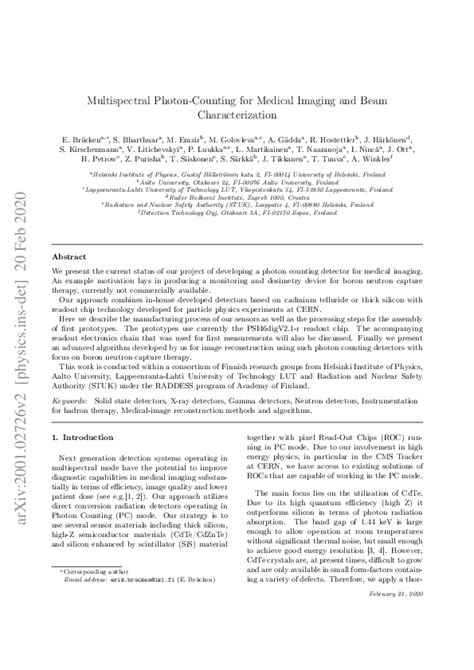 Pdf Multispectral Photon Counting For Medical Imaging And Beam