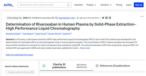 Determination Of Rivaroxaban In Human Plasma By Solid Phase Extractionhigh Performance Liquid