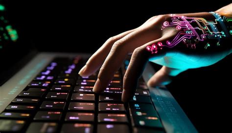 Premium Ai Image Robotic Hand Pressing A Keyboard On A Laptop