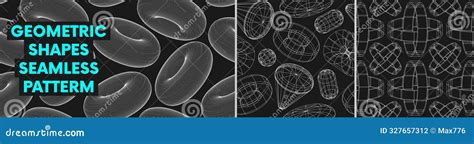 Seamless Pattern With Linear Form Geometric Shapes Strange Wireframes Distortion And