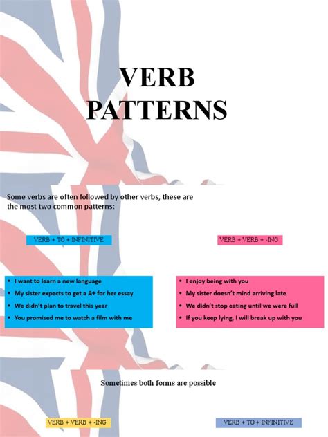 Verb Patterns Pdf Verb Patterns Pdf