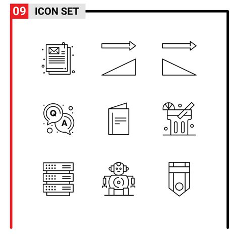 Editable Vector Line Pack Of 9 Simple Outlines Of Drink Advertisement Sorting Brochure Menu