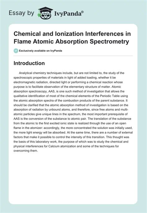Flame Atomic Absorption Spectrometry 666 Words Report Example