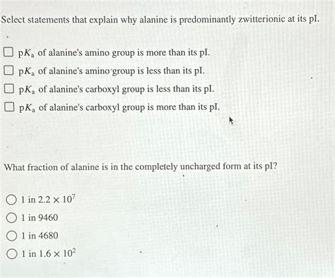 Solved Select Statements That Explain Why Alanine Is