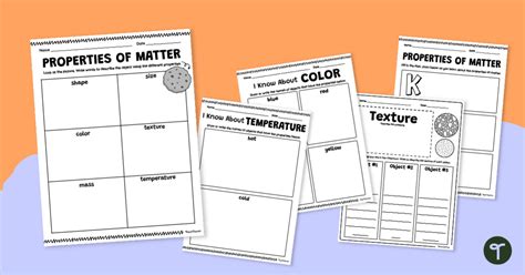 Properties Of Matter Graphic Organizer Pack Teach Starter