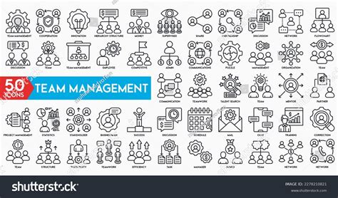 Team Management Outline Icon Collection Thin Stock Vector Royalty Free