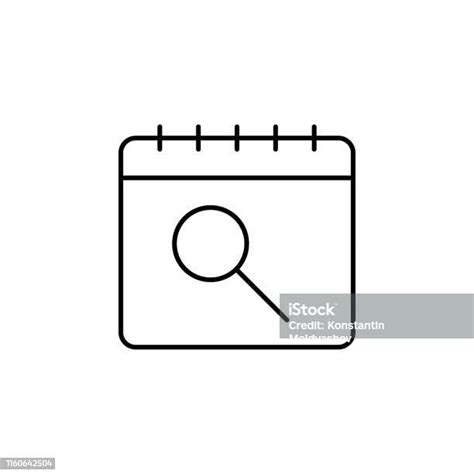 캘린더 검색 아이콘 Ui 및 Ux 웹 사이트 또는 모바일 응용 프로그램에 대한 간단한 얇은 라인 달력 아이콘의 개요 벡터 0명에 대한 스톡 벡터 아트 및 기타 이미지