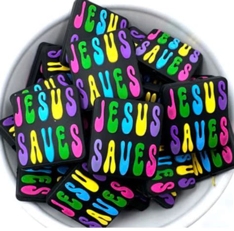 Jesus Saves Silicone Focal Beads Silicone Beads Silicone Focal Beads