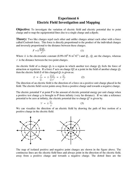 203 Phys102 Lab Write Up E Field Mapping Experiment 6 Electric Field