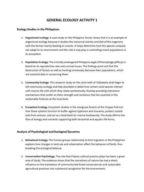 Ecolec A1 Labaro Pdf Ecology Conservation Biology