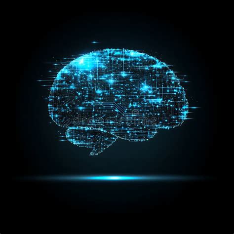 digital brain circuitry abstract technology concept glowing network