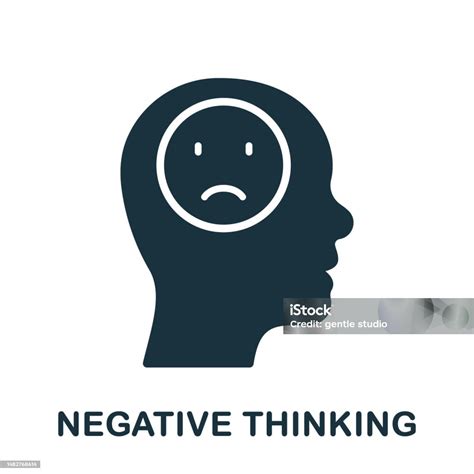 부정적인 생각 실루엣 아이콘입니다 비관주의 좌절 분노한 표현의 상징 정신 장애 나쁜 기분 글리프 픽토그램 불행하고 비관적인 사람은 단호한 표시입니다 격리된 벡터 그림 감정에