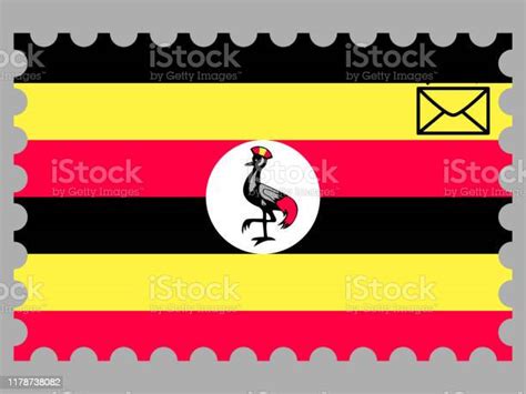 우표 내부 우간다 국기 배경에 격리됩니다 원래 색상과 비율 창의적 벡터 일러스트레이션 국가 집합 엽서 로고 문자 국가 관광명소에 대한 스톡 벡터 아트 및 기타 이미지