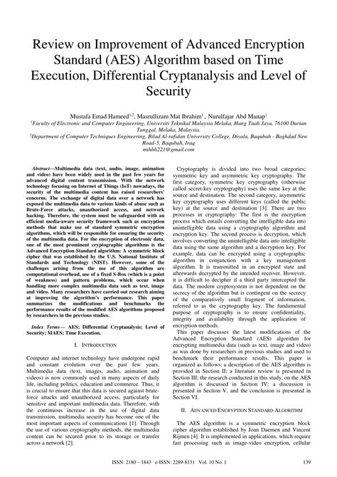 Pdf Review On Improvement Of Advanced Encryption Standard Aes