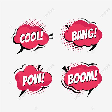 만화 책 버스트 연설 핑크 거품 낙서 세트 멋진 Pow Bang Boom 풍선 일러스트 팝 만화 거품 Png 일러스트 및 벡터 에 대한 무료 다운로드 Pngtree