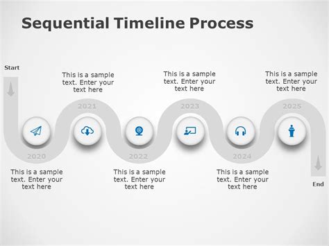 free sequential timeline process diagram 2 powerpoint template