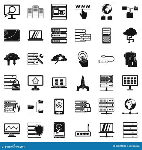 Data Protection Icons Set Simple Style Stock Vector Illustration Of