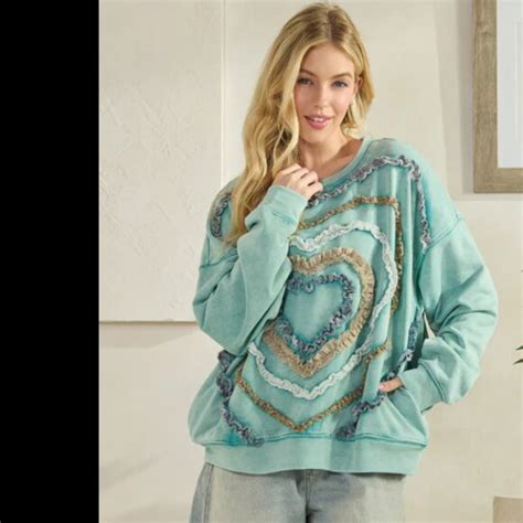 Oli And Hali Tops Ohb23 Oli And Hali Washed Heart Patchwork Detail