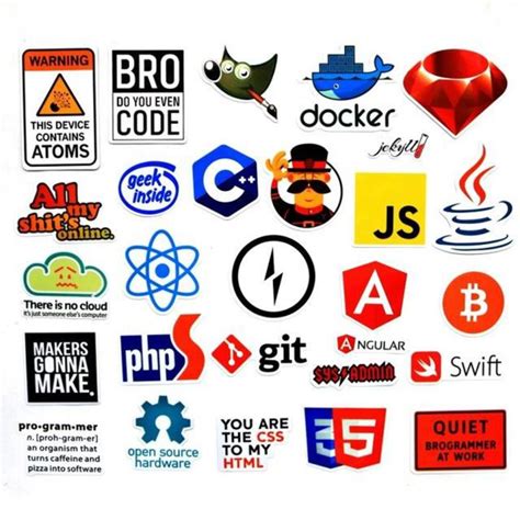 Internet Java JS Php Html Cloud Docker Programming Language Logo Cool Stickers For Laptop Car