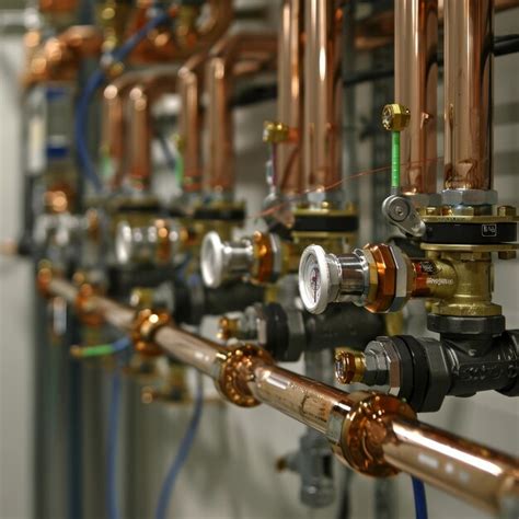 Industrial Water Pipes And Valves In A Boiler Room Selective Focus Premium Ai Generated Image