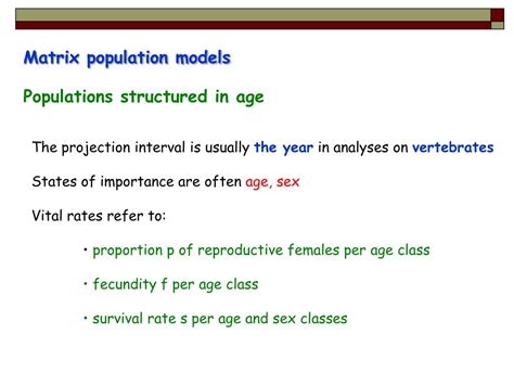 PPT Demographic Matrix Models For Structured Populations PowerPoint