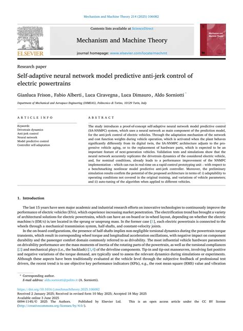 Pdf Self Adaptive Neural Network Model Predictive Anti Jerk Control Of Electric Powertrains
