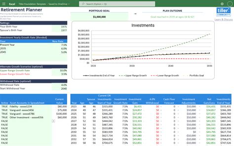 Retirement Planner Spreadsheet for Excel – Tiller