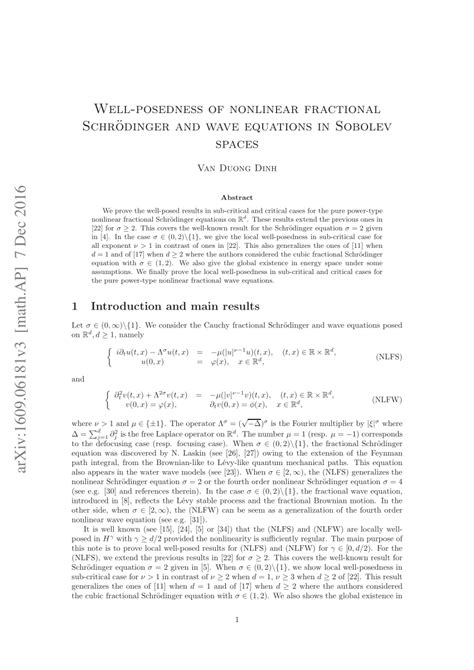 Pdf Well Posedness Of Nonlinear Fractional Schrodinger And Wave Equations In Sobolev Spaces