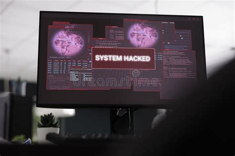 Empty Software Office Displaying Critical Error Message Flashing On Pc Display Stock Image