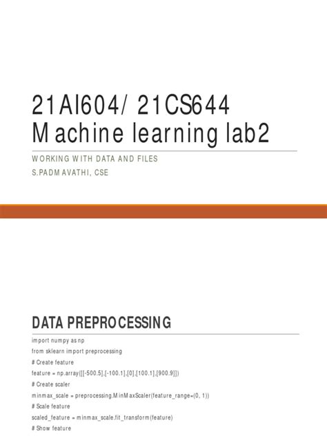 Machine Learning Lab Preprocessing Pdf Descriptive Statistics