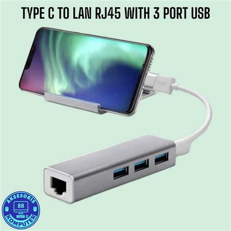 Converter Usb Type C 2 0 To Lan Adapter With Usb Hub 3port Usb Type C To Rj45 Type C Lan Usb