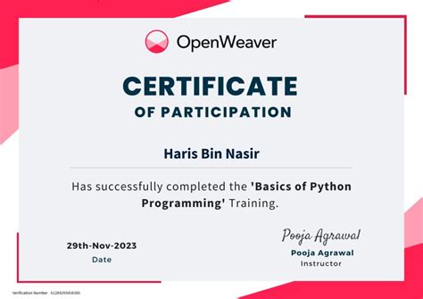 Completed Python Bootcamp By Open Weaver Haris Bin Nasir Posted On