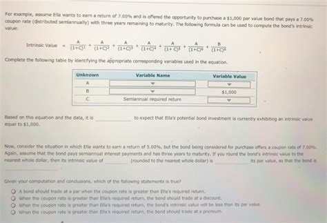Solved Variable Name A Bonds Annual Coupon