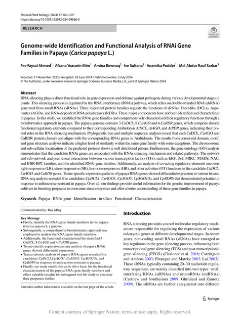 Genome Wide Identification And Functional Analysis Of Rnai Gene
