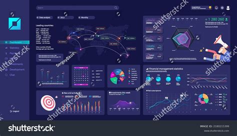 Dark Dashboard Ui Ux Kit Graphic Stock Vector Royalty Free 2180215399 Shutterstock