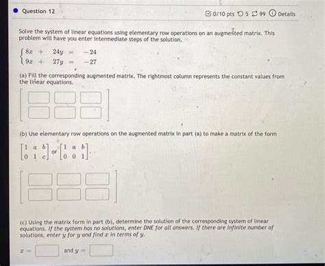 Solved Solve The System Of Linear Equations Using Elementary