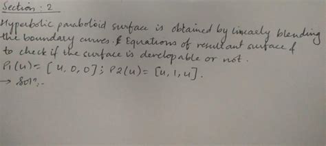 Solved Section 2 Hyperbolic Paraboloid Surface Is Obtained