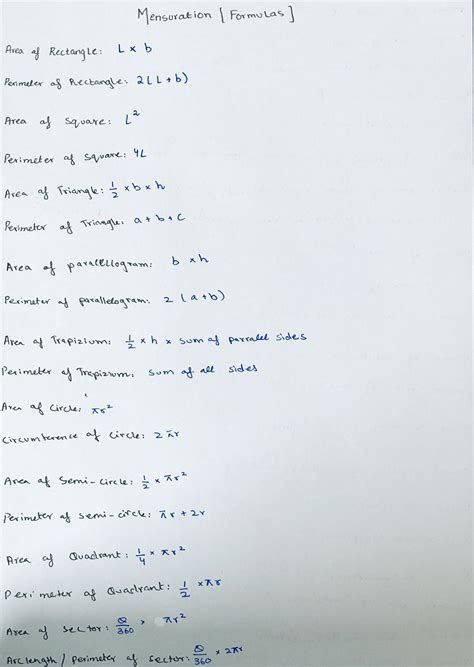 MENSURATION FORMULAS FOR IGCSE AND GCE OLEVELS BabeS D And D SHAPES