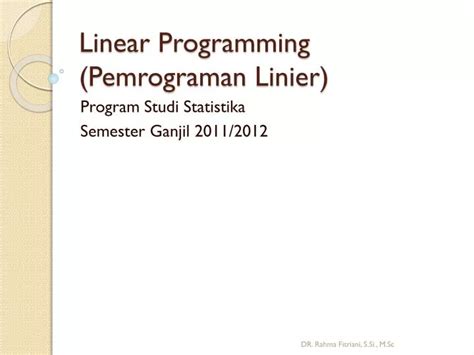 PPT Linear Programming Pemrograman Linier PowerPoint Presentation ID 2746311