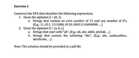 Solved Exercise Construct The DFA That Identifies The Chegg Com
