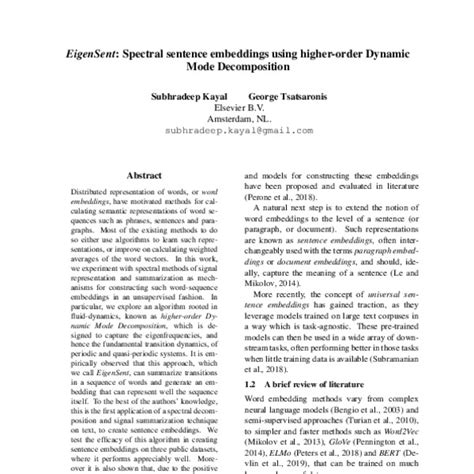 Eigensent Spectral Sentence Embeddings Using Higher Order Dynamic Mode Decomposition Acl