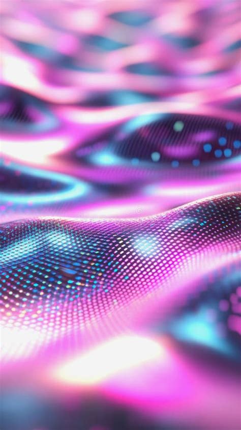 Visual Representation Of Vibrant Purple Holographic Waves With Dynamic Patterns And Shimmering