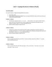 Module 4 Lab Instructions Pdf Lab 4 Looping Structures In Python 70 Pts Lab Deliverables